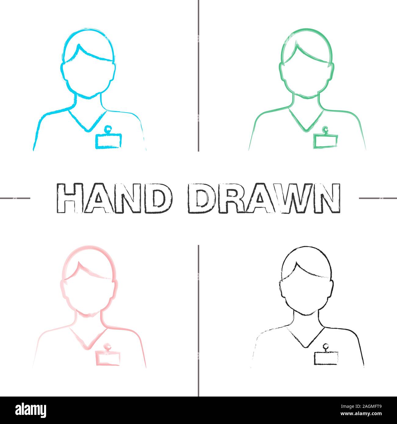 Receptionist hand drawn icons set. Secretary, manager. Admin. Color ...
