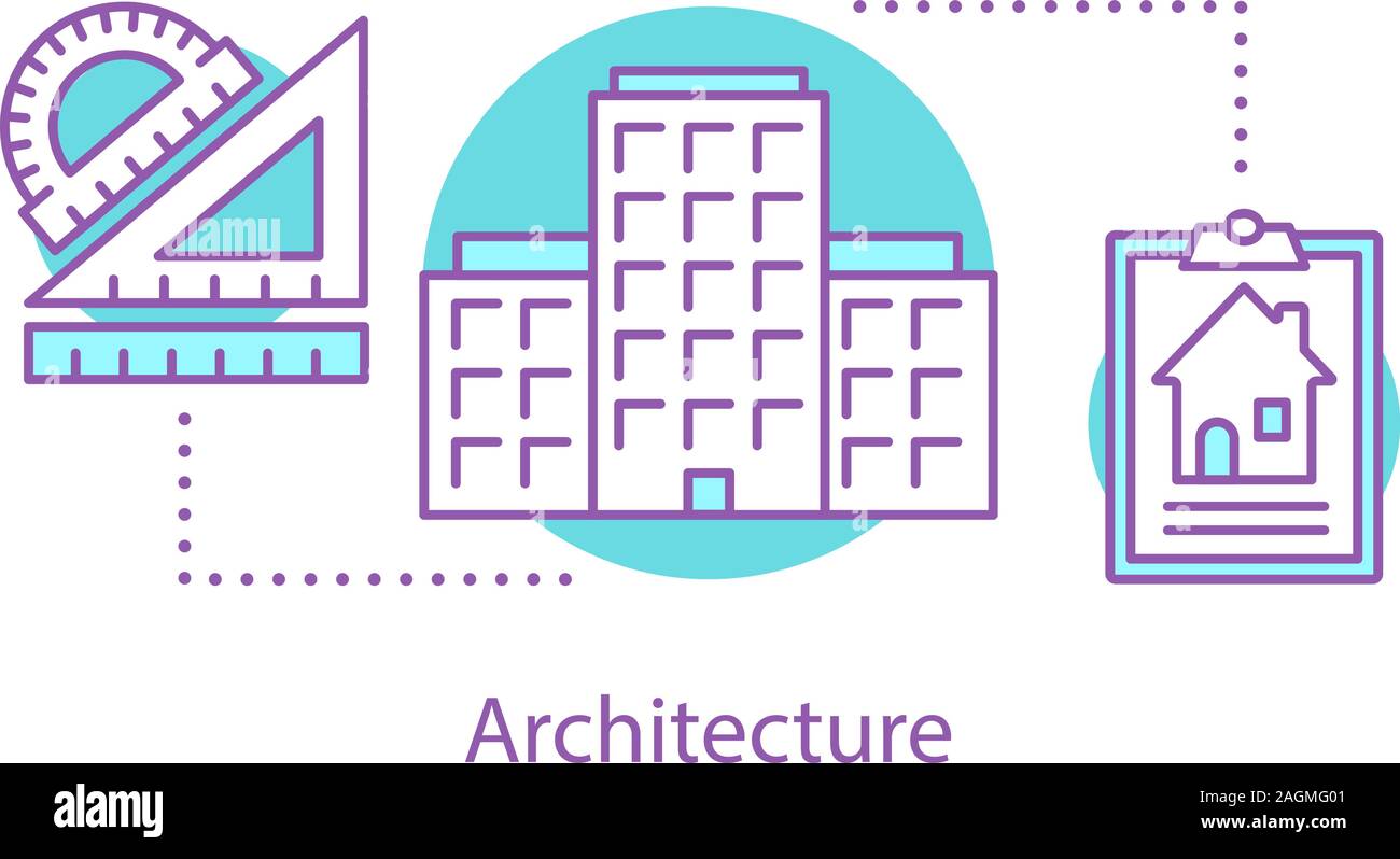 Architecture concept icon. Real estate. Building development idea thin ...