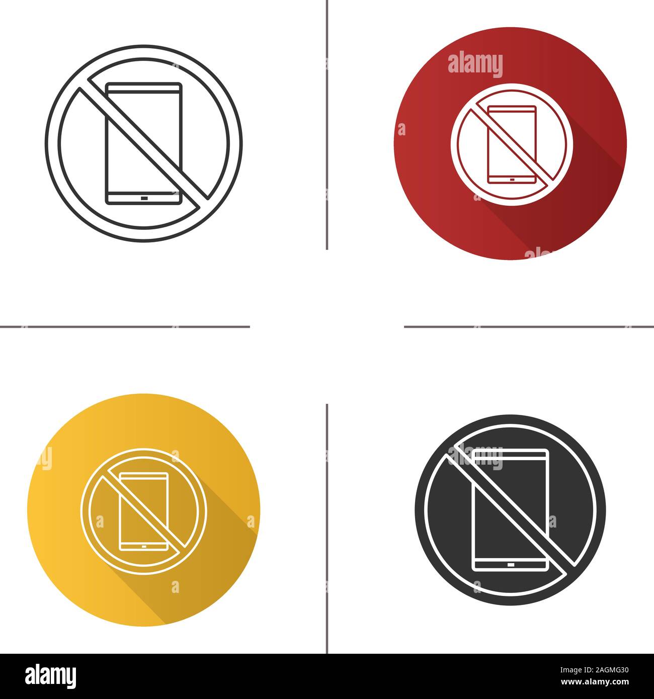 Forbidden sign with mobile phone icon. No smartphone prohibition. Flat ...