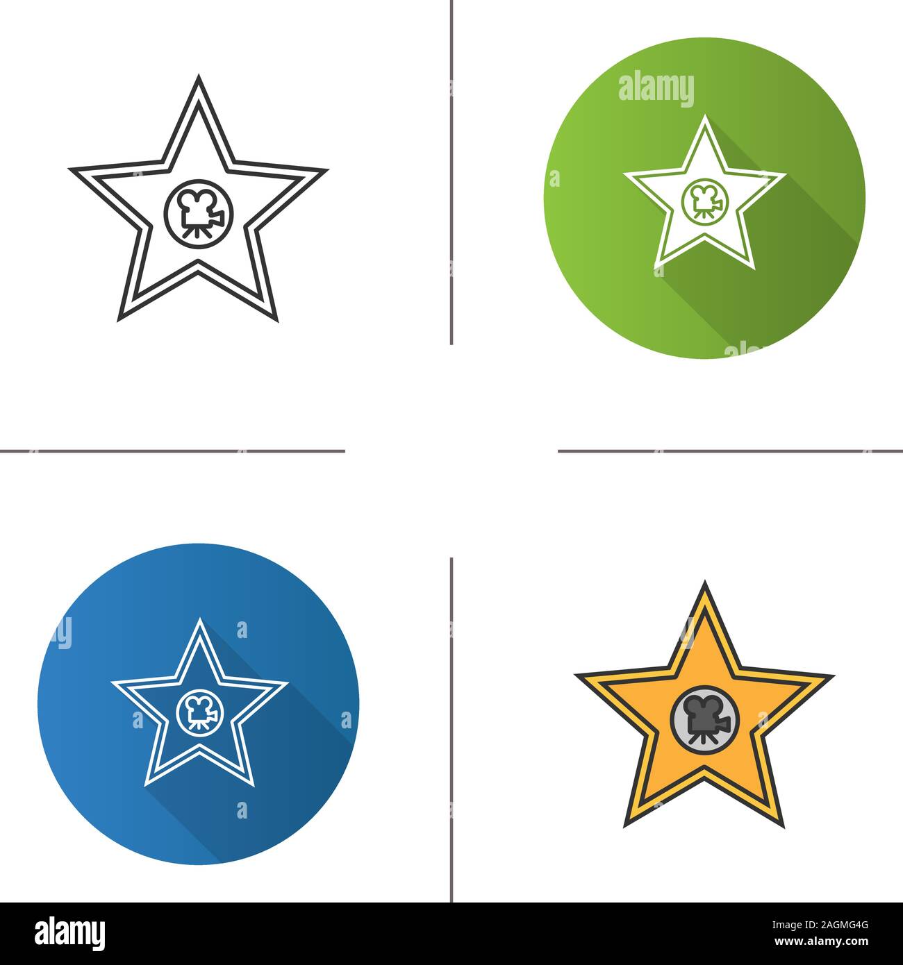 Movie star plaque icon. Flat design, linear and color styles. Isolated ...