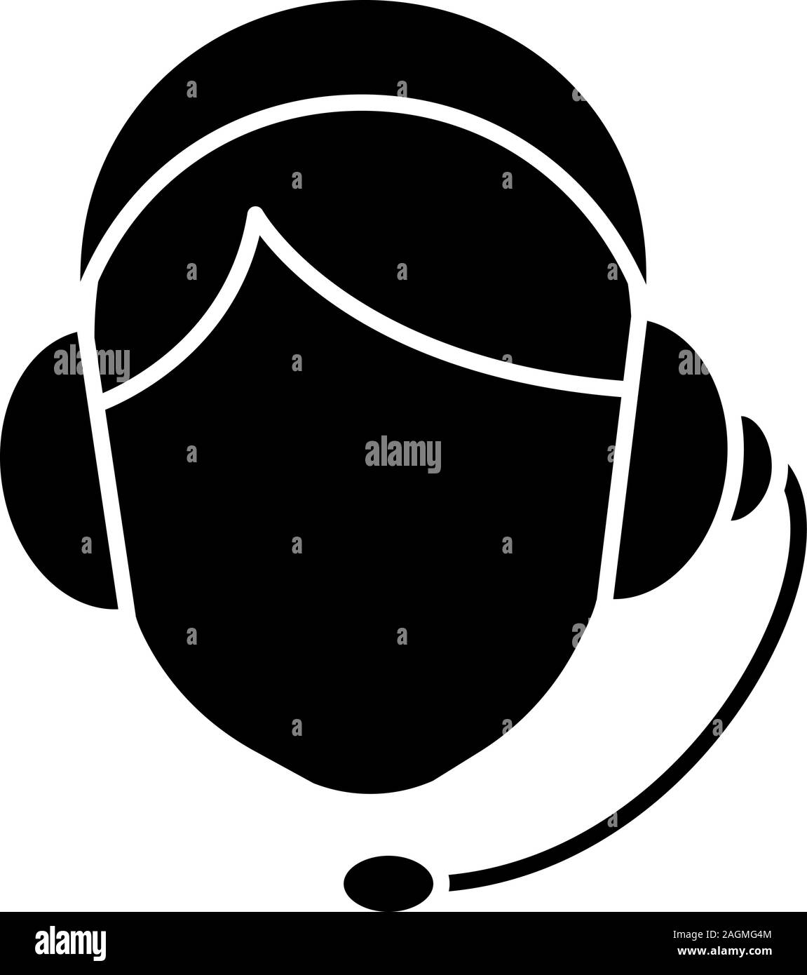 Call center operator glyph icon. Support service. Silhouette symbol ...