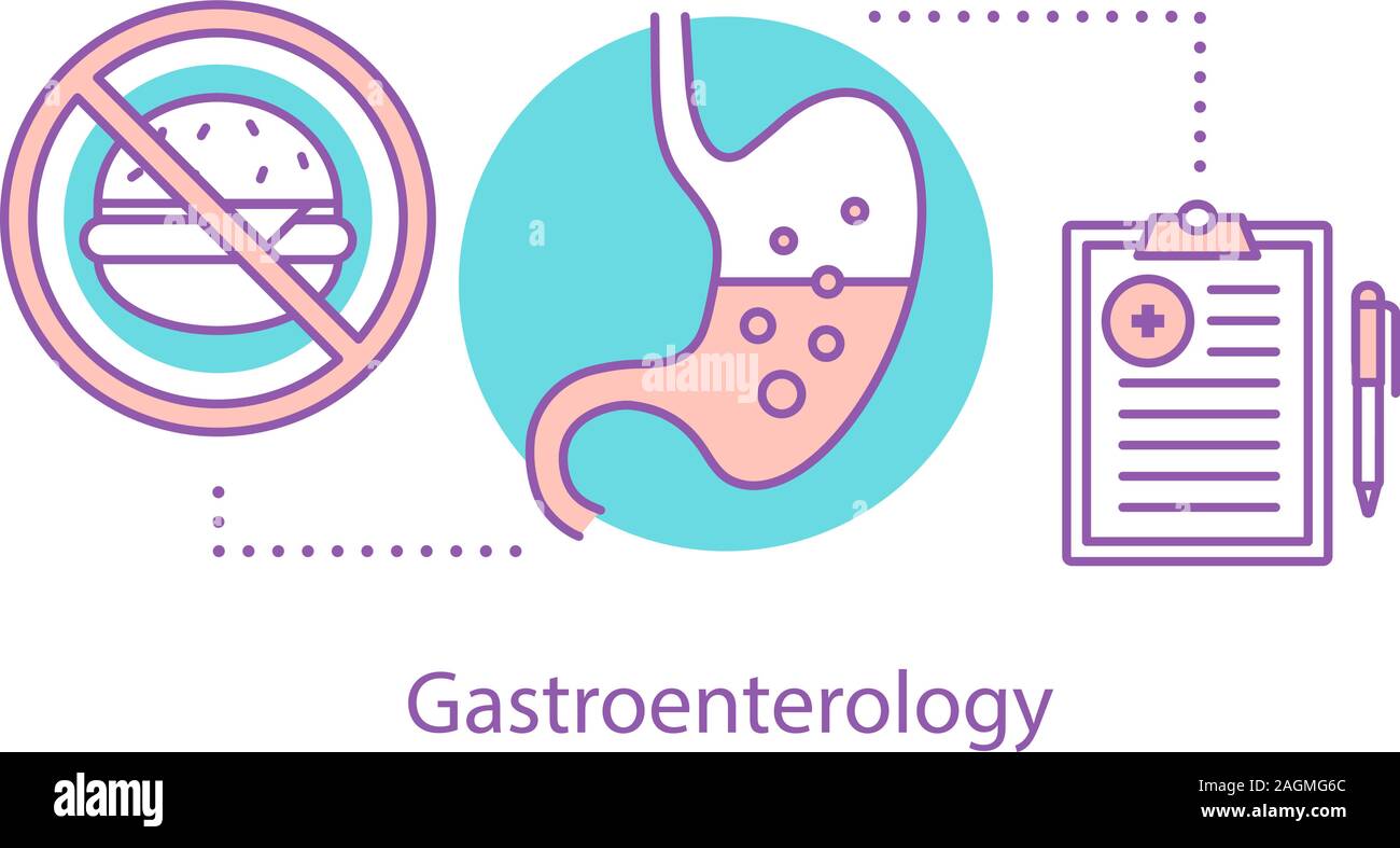 Gastroenterology concept icon. Digestive problems thin line ...