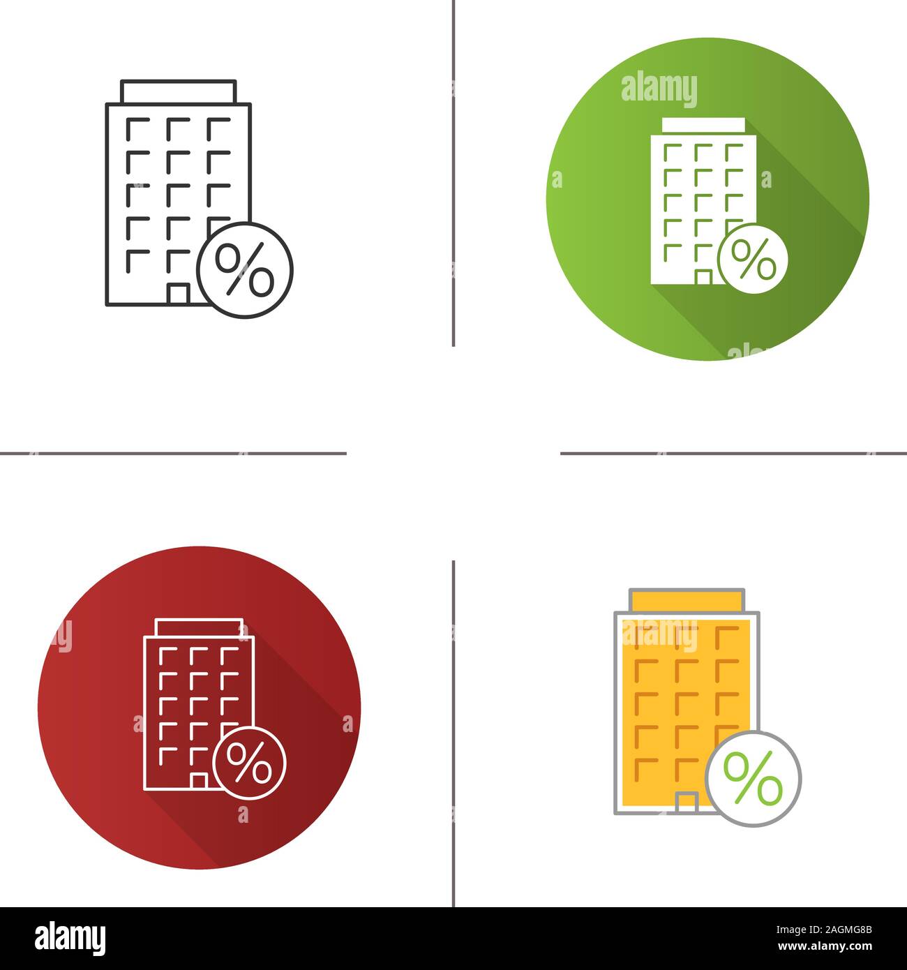 Home loan discount icon. High rise flats and buildings mortgage ...