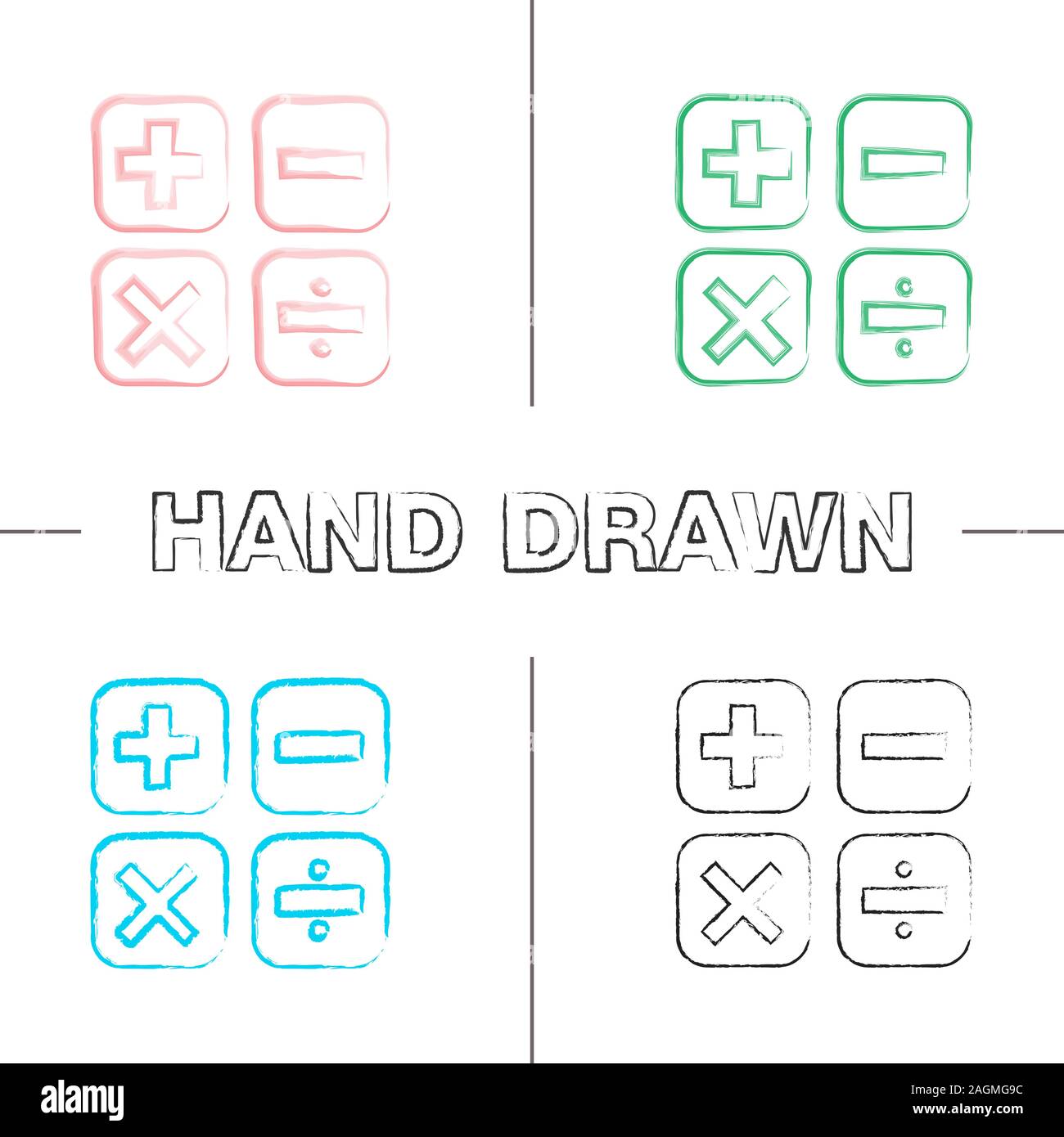 Maths symbols hand drawn icons set. Calculating. Elementary mathematics ... Maths symbols hand drawn icons set. Calculating. Elementary mathematics ...