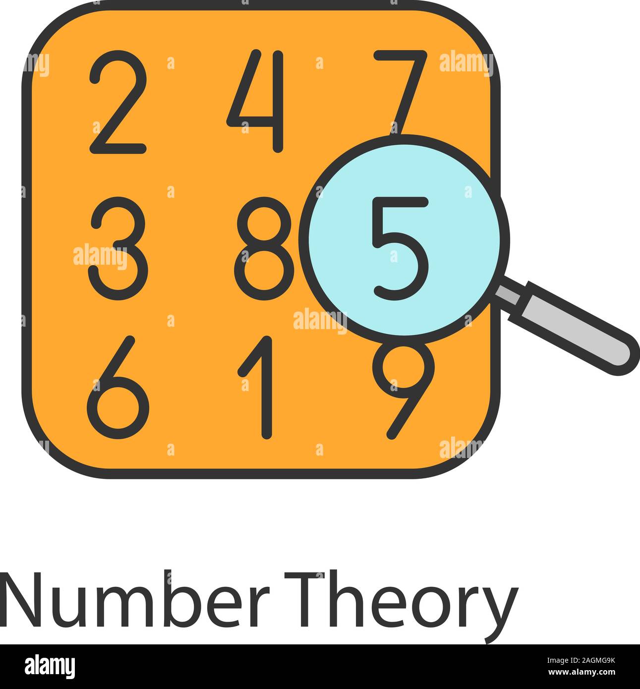 Number theory color icon. Arithmetic. Learning number and counting ...