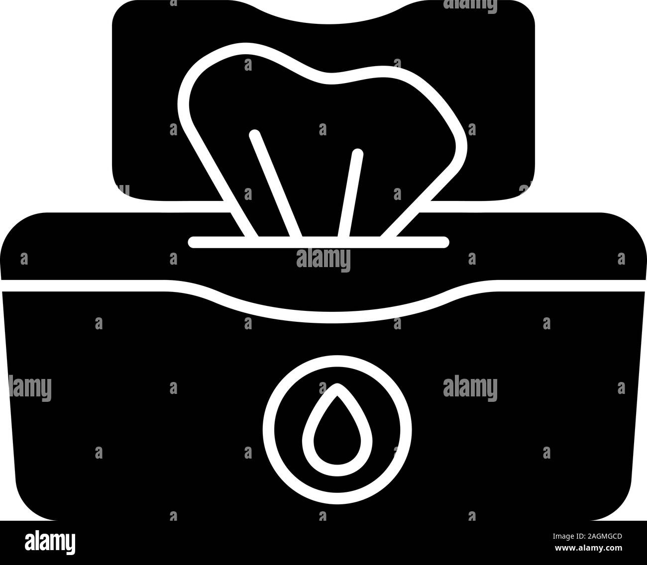Wet wipes pack glyph icon. Tissues. Antibacterial napkins. Silhouette ...