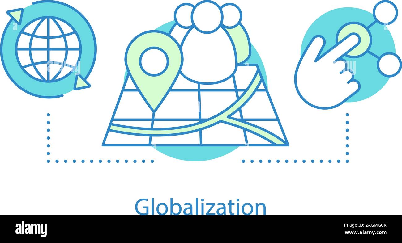 Globalization concept icon. International interaction idea thin line ...