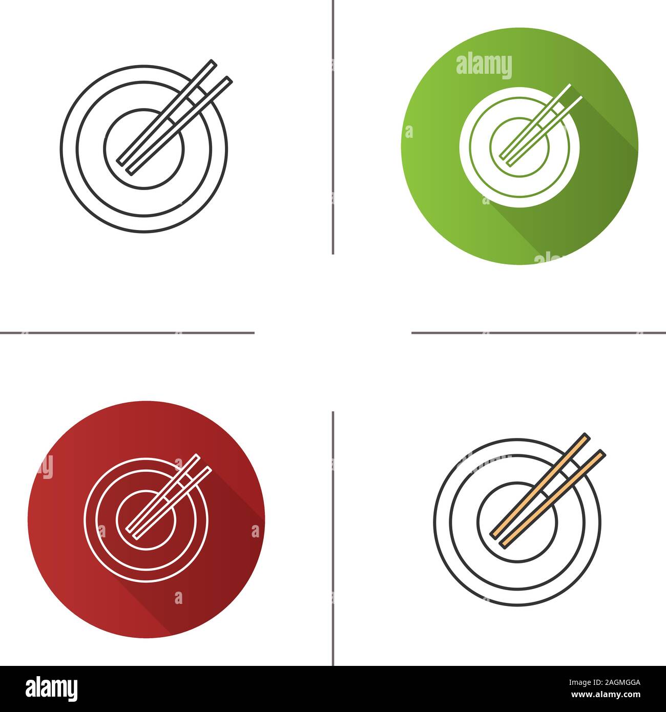 Chopsticks icon. Sushi sticks. Flat design, linear and color styles ...