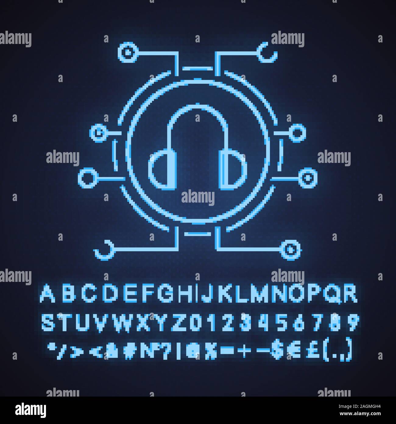 Online listening to music neon light icon. Audiofiles. Playlist ...