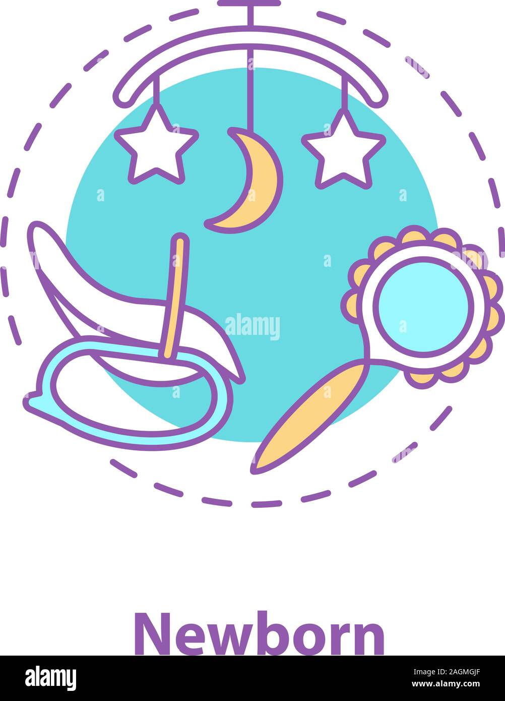 Childcare concept icon. Newborn baby equipment idea. Thin line ...