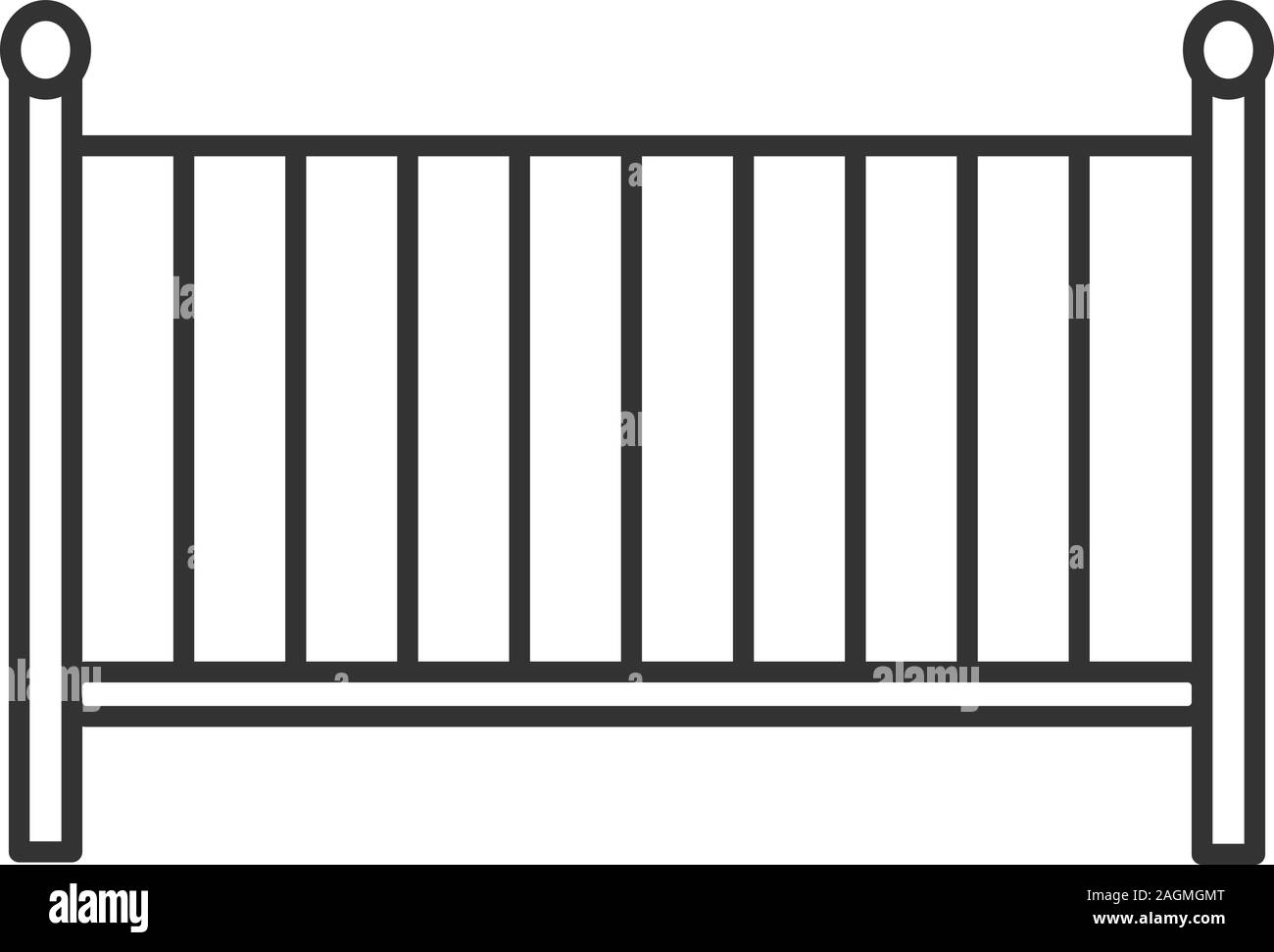 Crib linear icon. Cradle. Thin line illustration. Baby cot bed. Contour ...