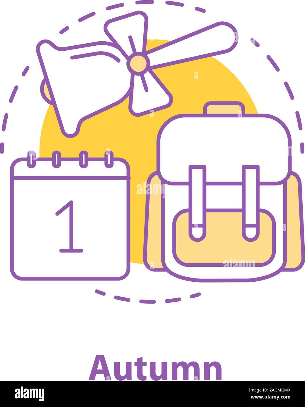 Autumn season concept icon. Back to school. September 1st idea thin ...