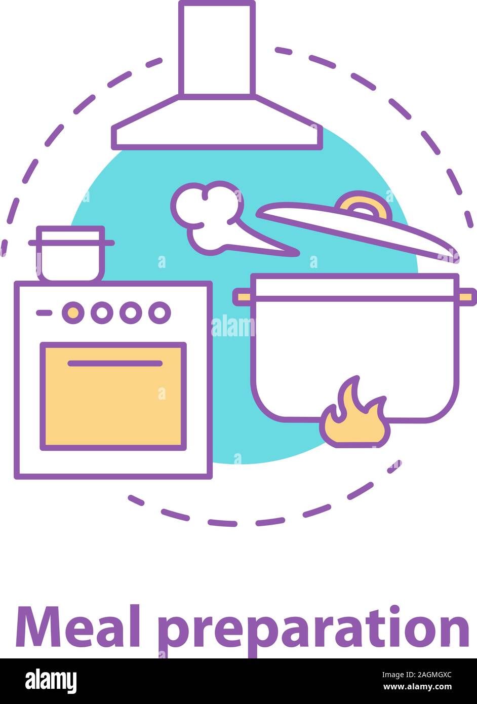Food preparation concept icon. Kitchen. Cooking dinner. Cooker, exhaust ...