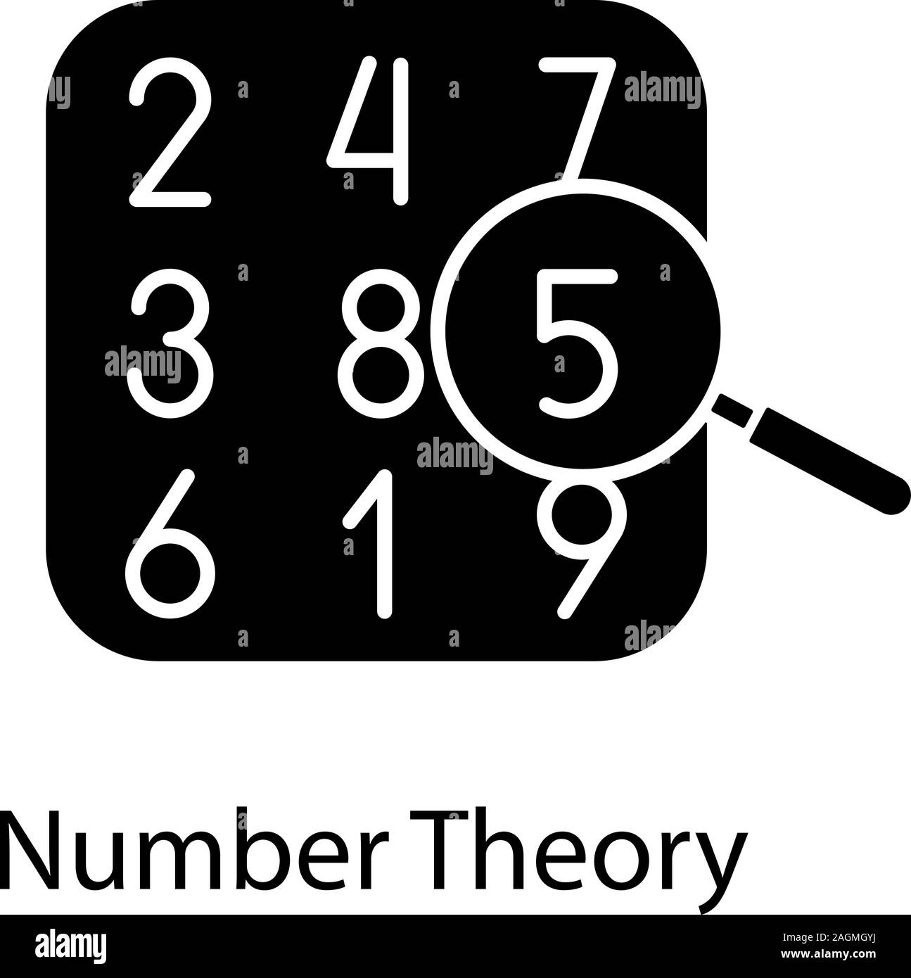 Number theory glyph icon. Arithmetic. Learning number and counting ...