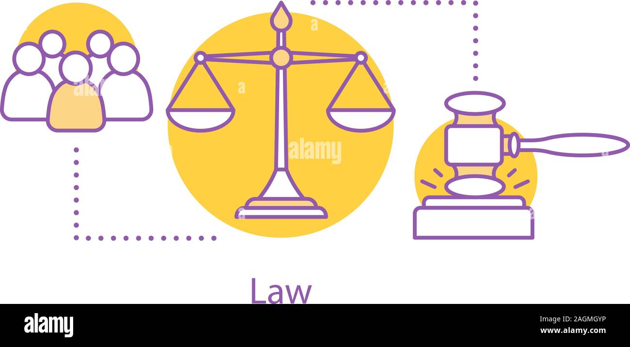Law concept icon. Jury trial. Justice, jurisdiction idea thin line ...