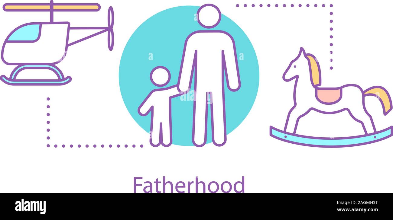 Fatherhood concept icon. Parenthood idea thin line illustration. Father ...