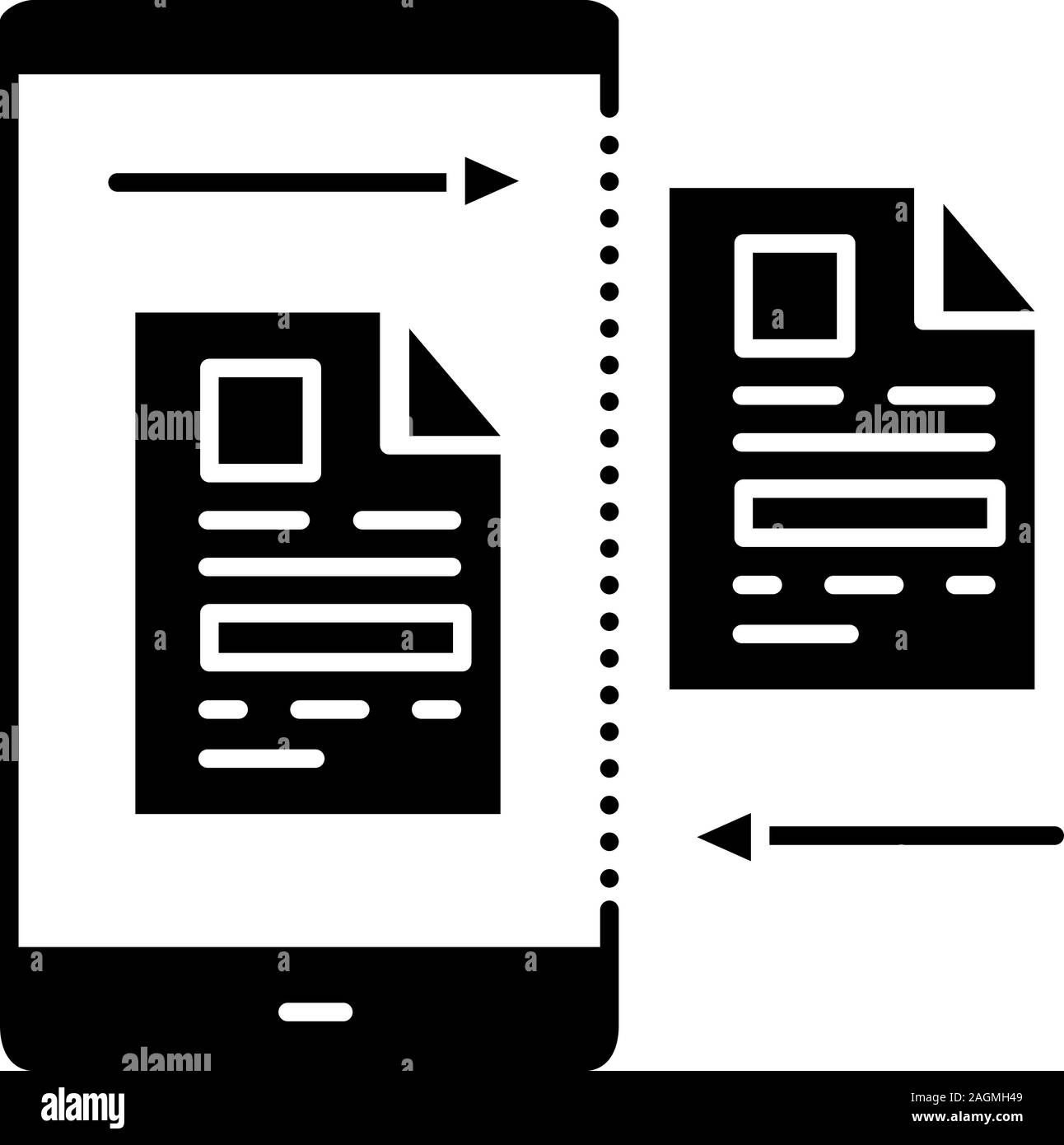 Data transfer glyph icon. Files uploading or downloading. Content ...