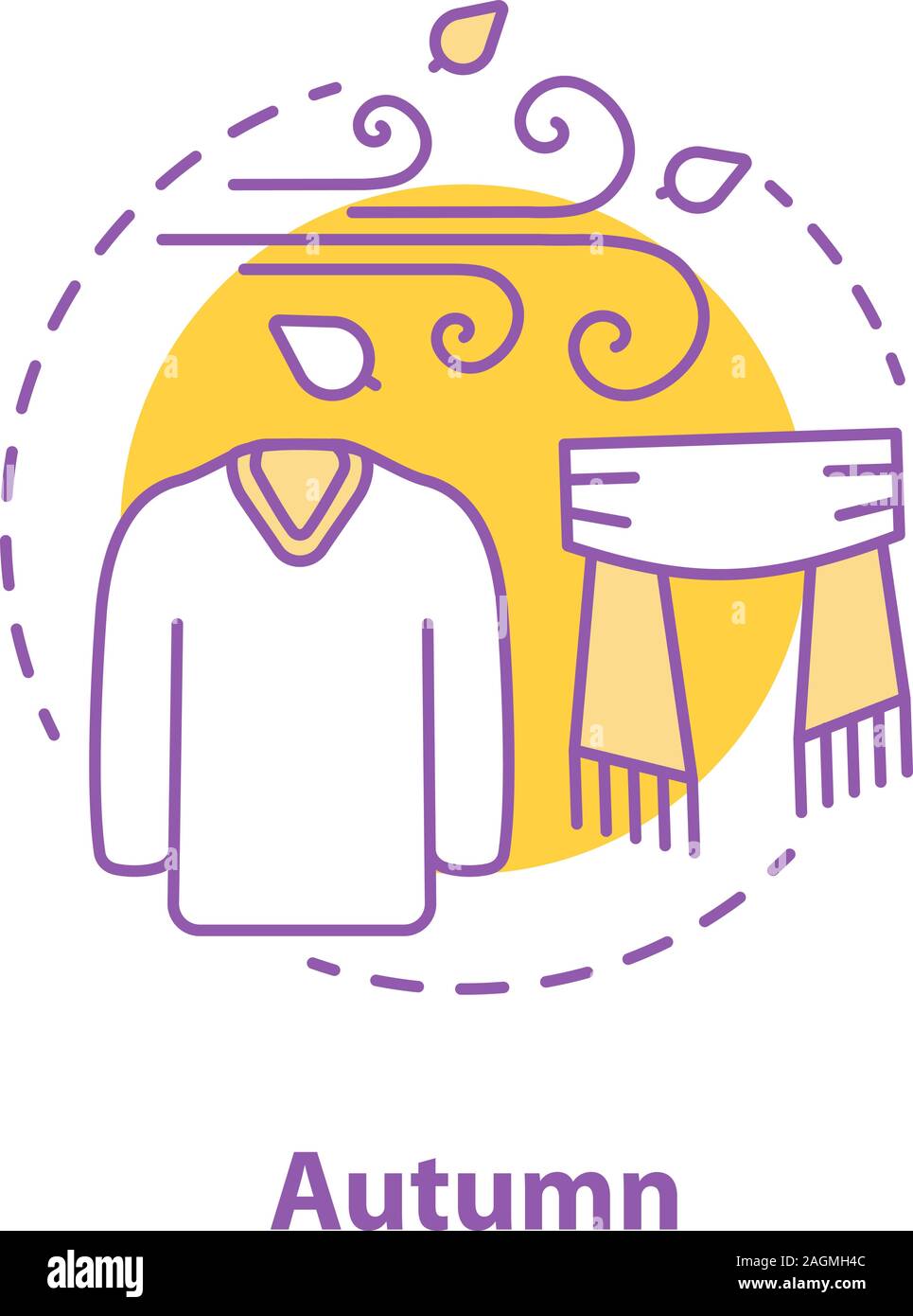 Autumn season concept icon. Cold windy weather idea thin line ...