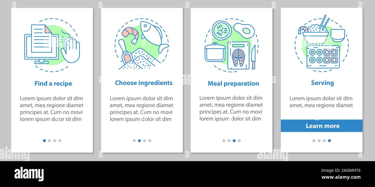 Catering onboarding mobile app page screen with linear concepts ...