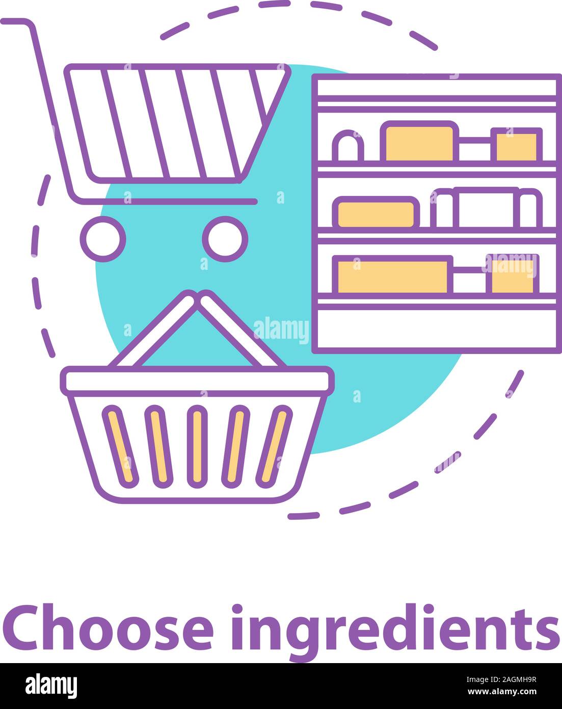 Choosing ingredients concept icon. Grocery shop idea thin line ...