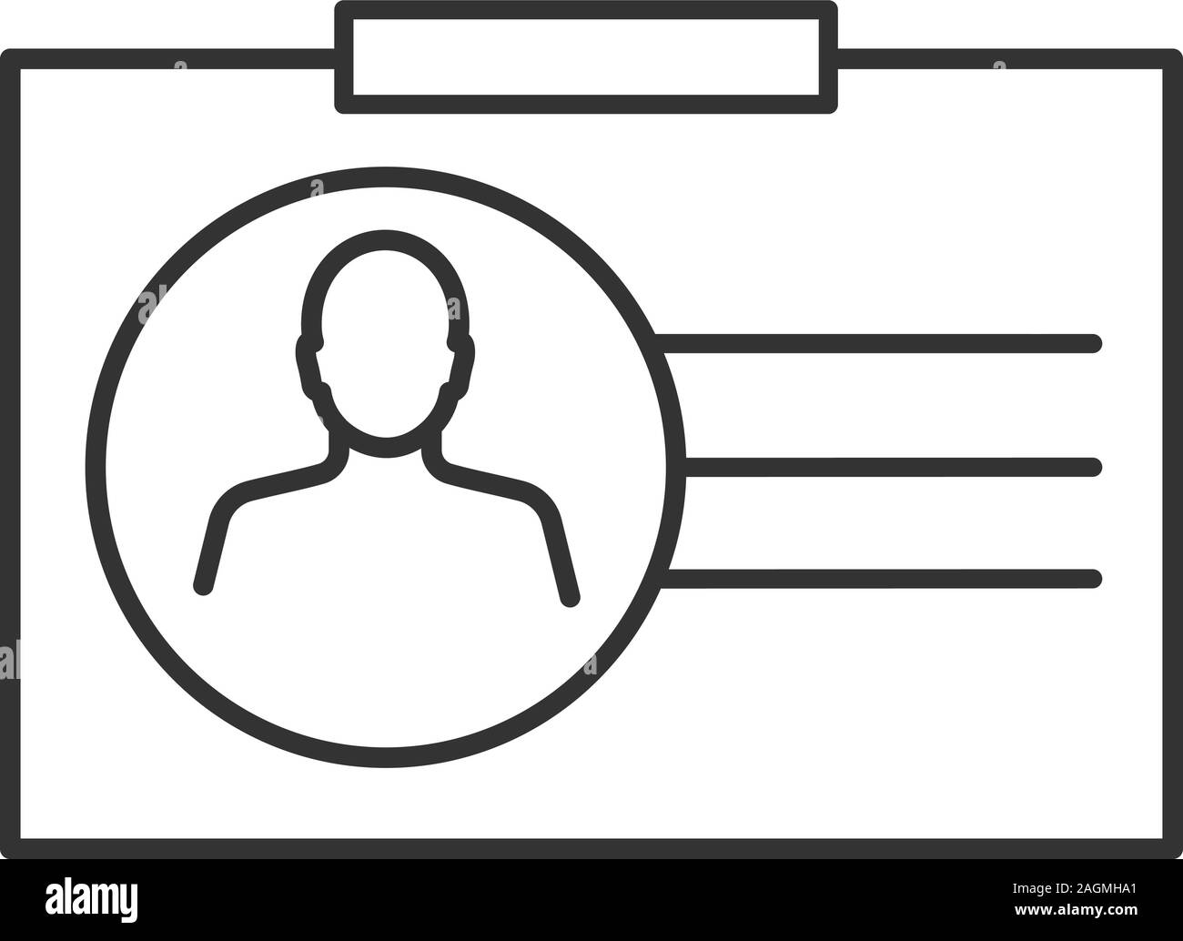 Identification badge linear icon. Thin line illustration. ID card ...