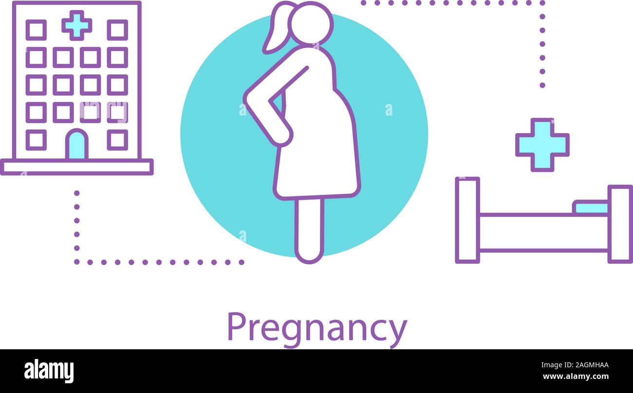 Pregnancy concept icon. Pregnant woman idea thin line illustration ...