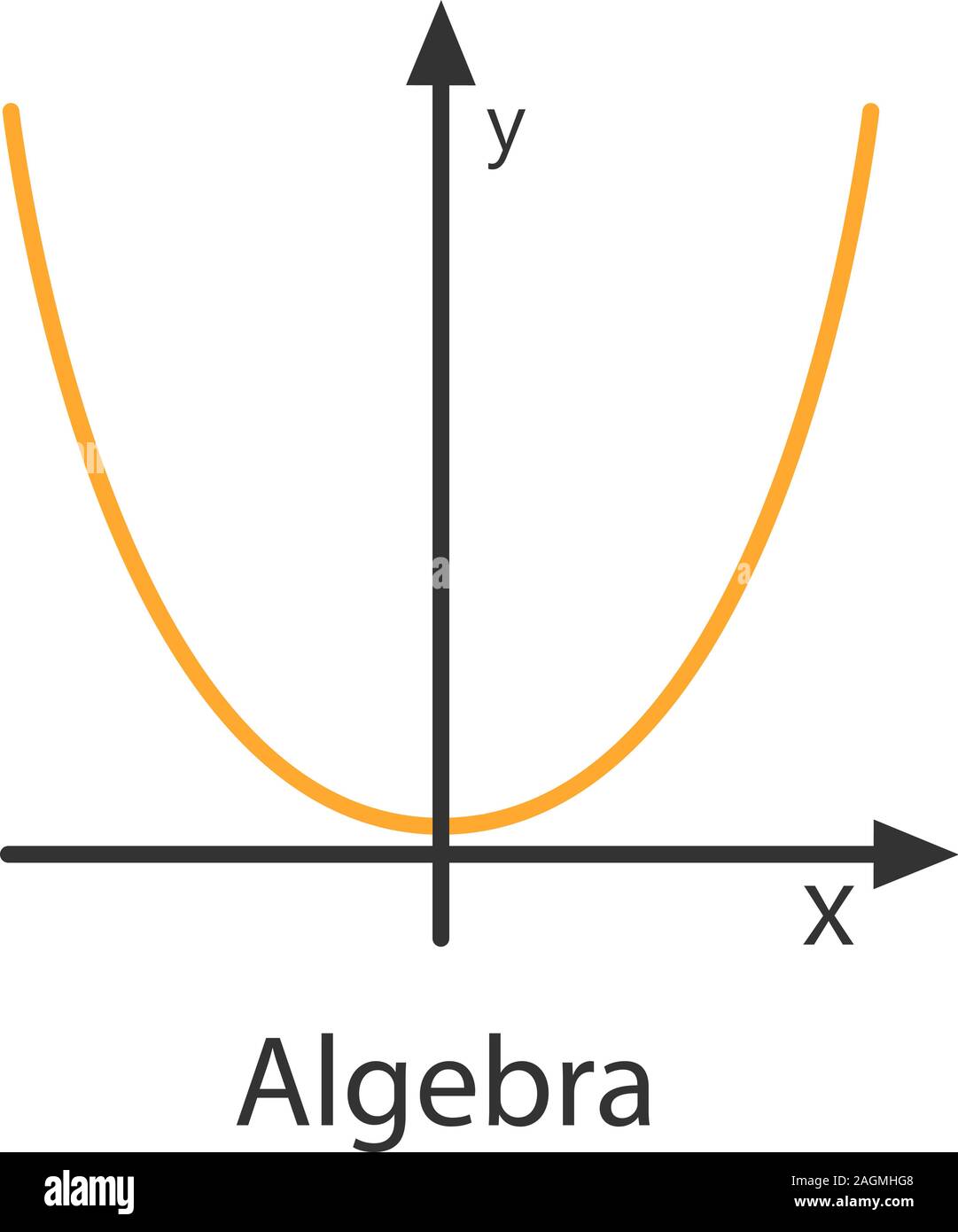 Coordinate system with parabola color icon. Algebra. Axis system ...