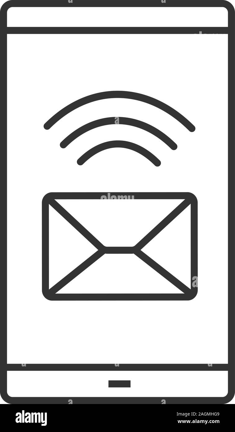 Smartphone incoming message linear icon. Thin line illustration. SMS ...
