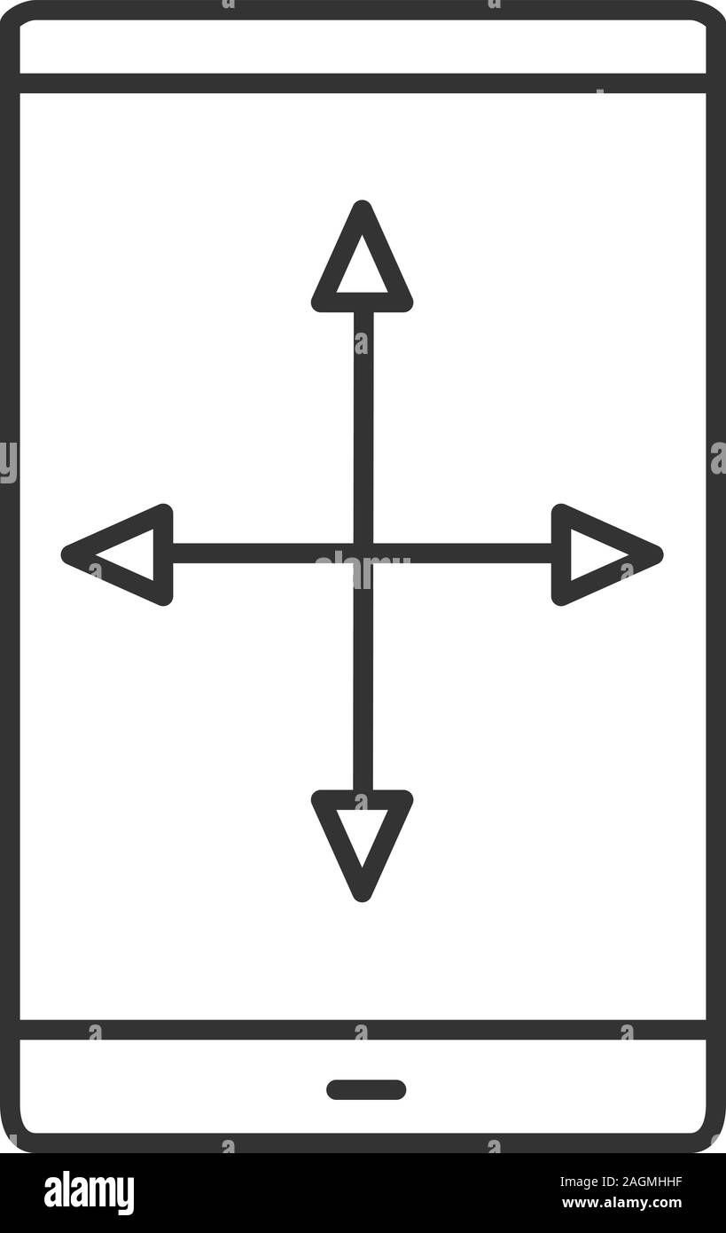 Smartphone Display Resize Linear Icon Thin Line Illustration Drag Gesture Arrow Contour