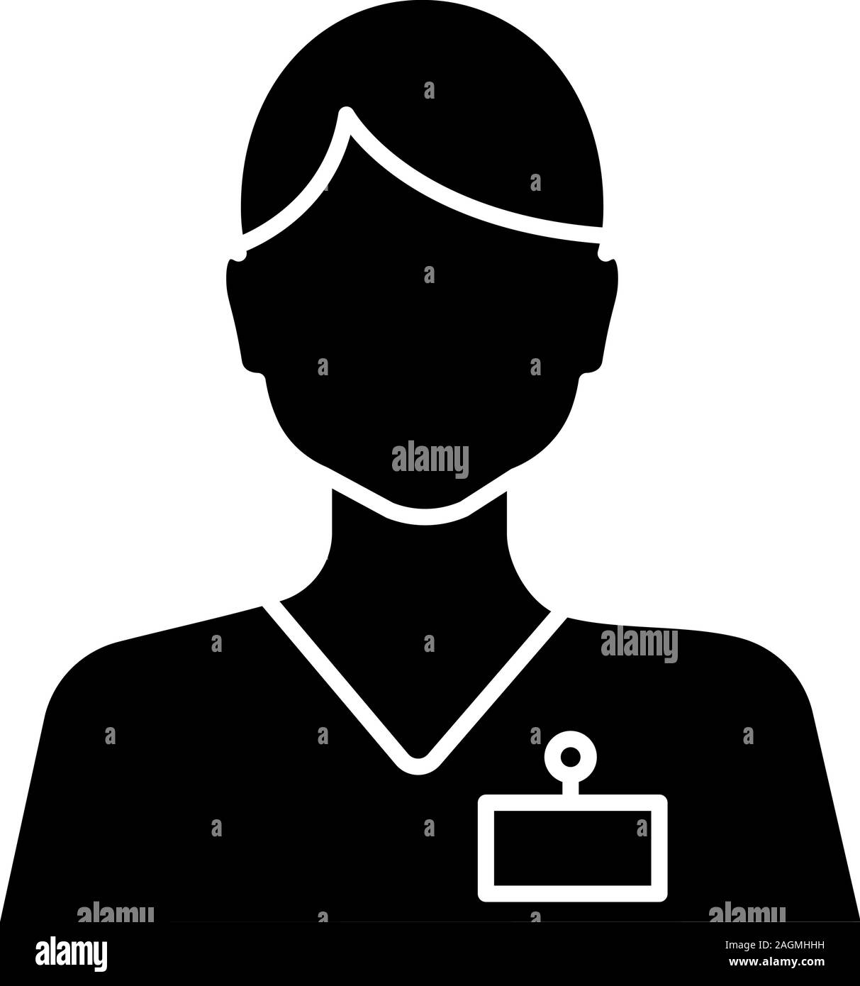 Receptionist glyph icon. Secretary, manager. Admin. Silhouette symbol ...