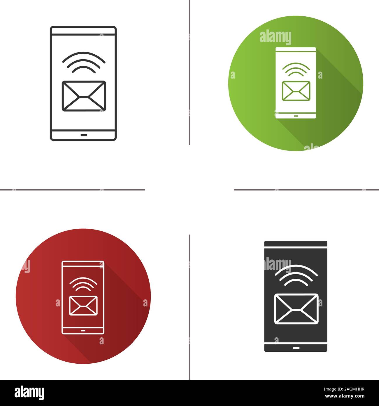 Smartphone incoming message icon. SMS. Mobile phone display with ...