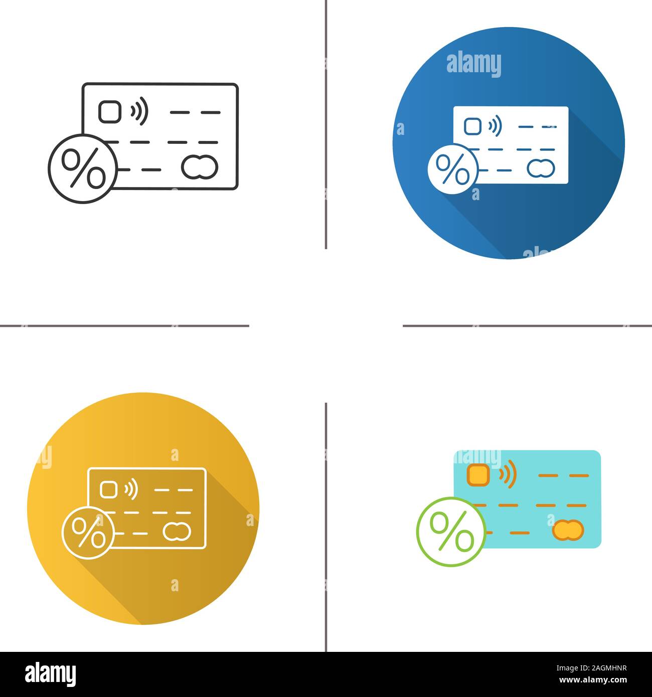 Credit card interest rate icon. Credit card with percent. Flat design ...