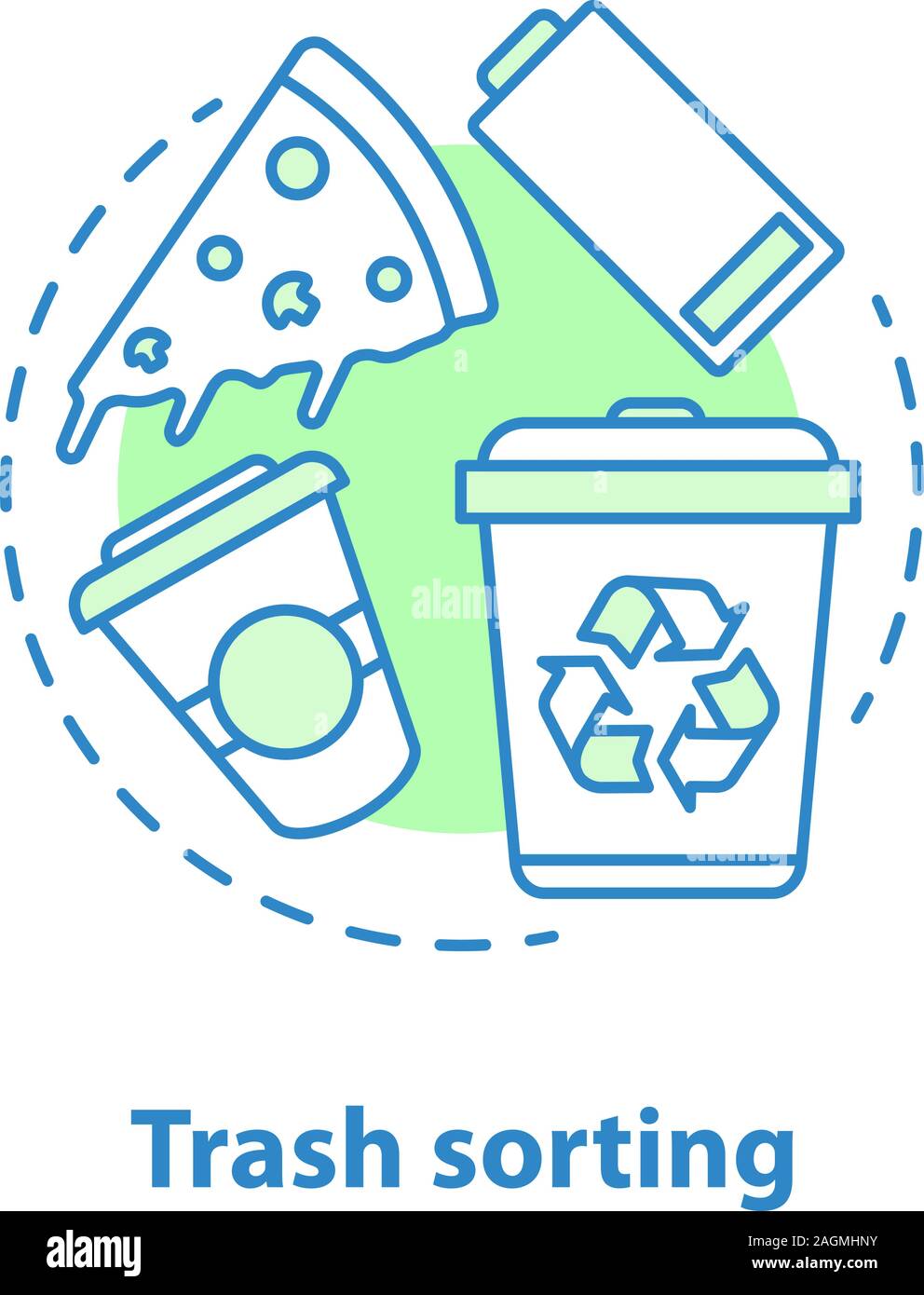 Trash sorting concept icon. Organic, electronic, plastic waste. Garbage ...