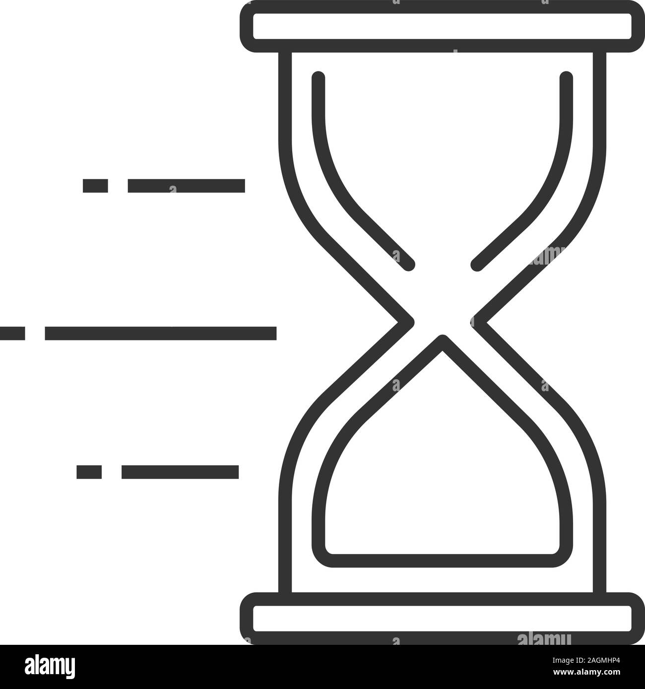 Flying hourglass linear icon. Thin line illustration. Sandglass. Flying ...