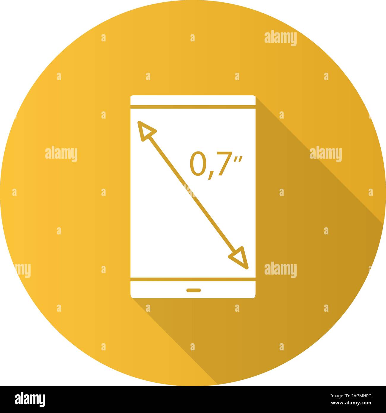 Smartphone screen size flat design long shadow glyph icon. Display ...