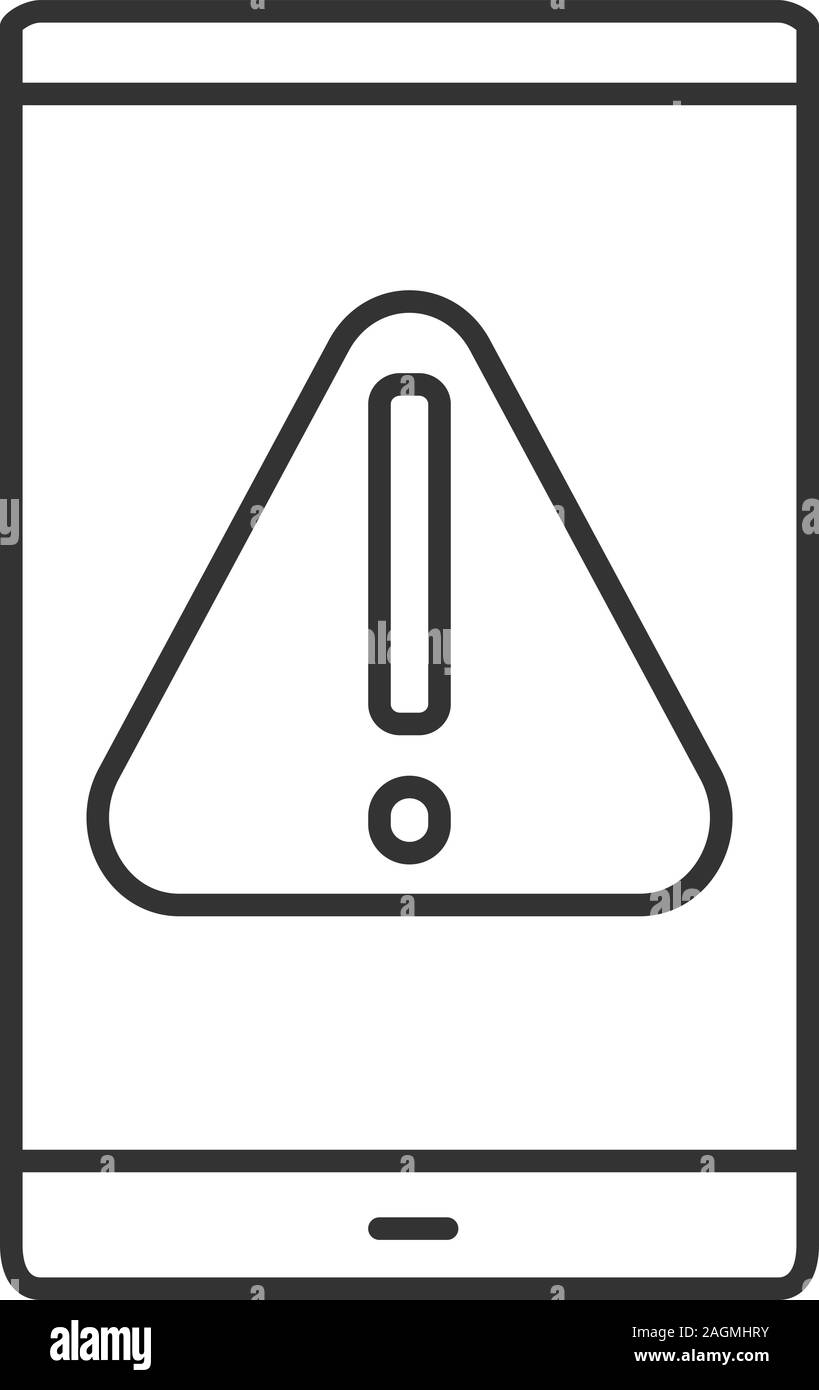 Smartphone error linear icon. Thin line illustration. Warning ...