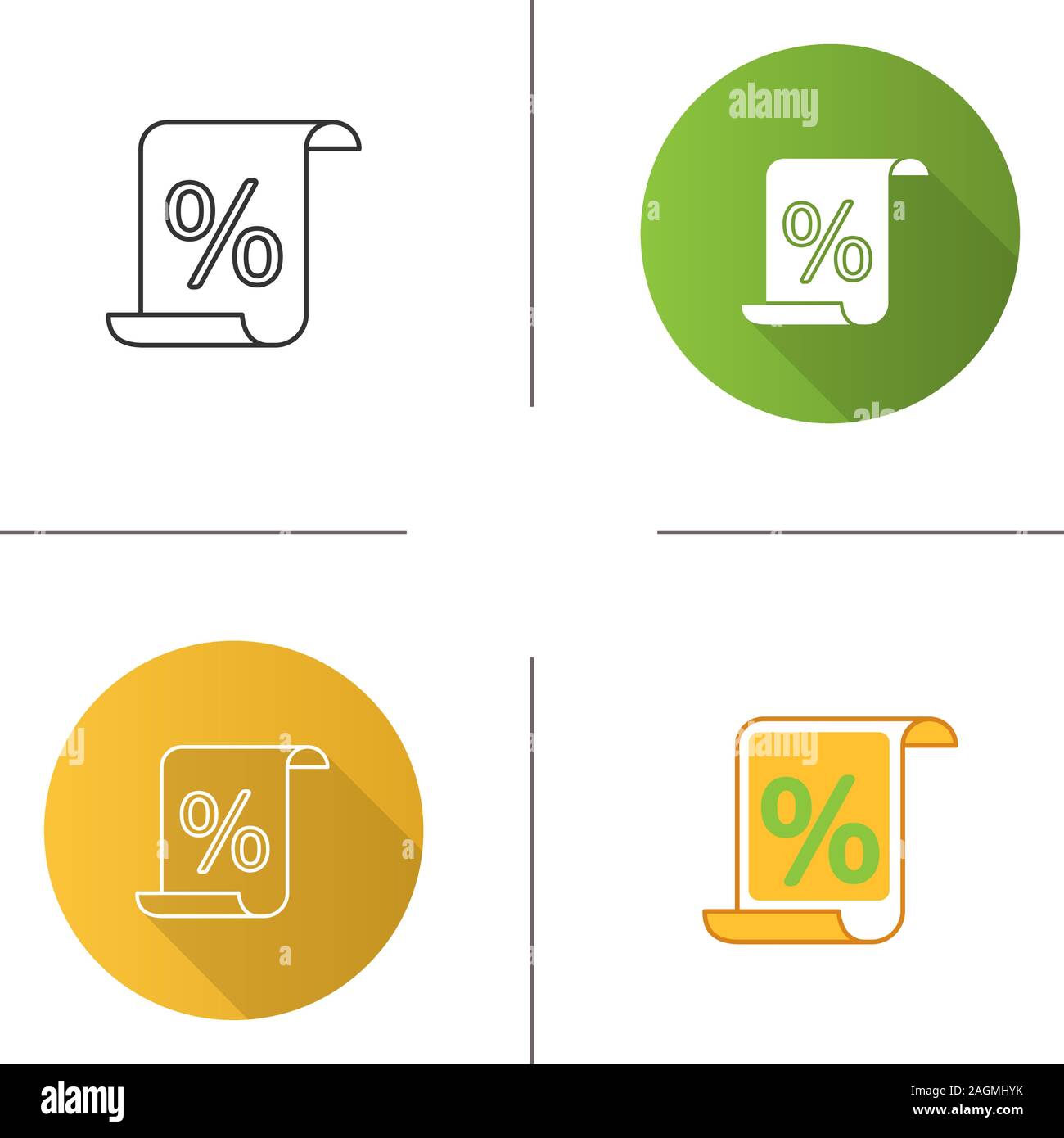 Paper scroll with percent icon. Discount document, certificate. Flat ...
