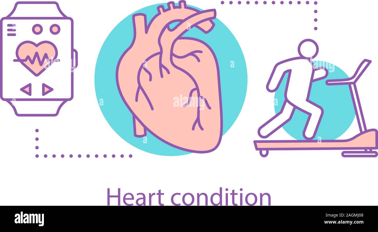 Heart Condition Concept Icon Cardiology Idea Thin Line Illustration