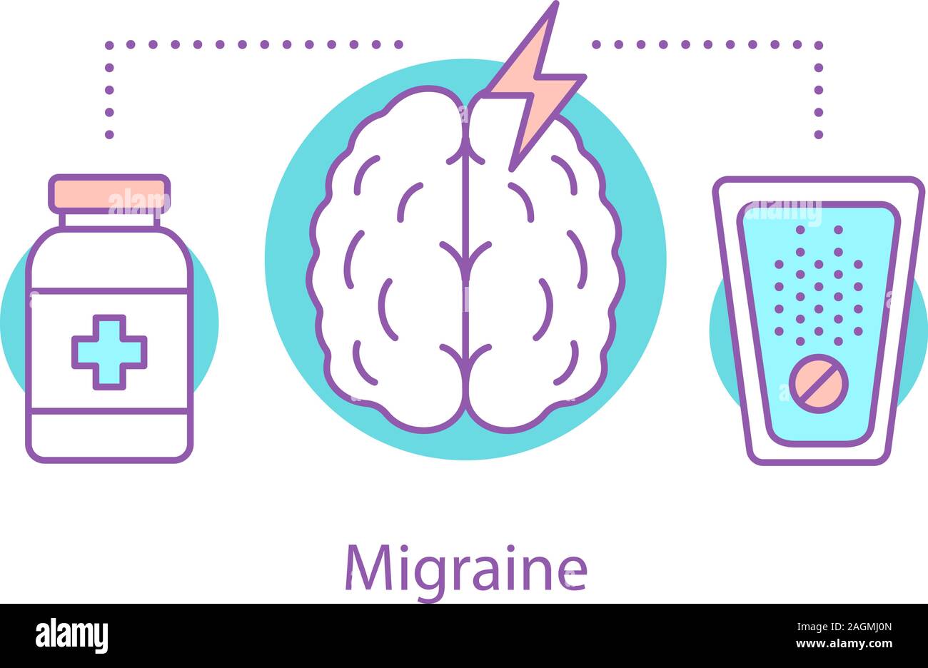 Migraine concept icon. Headache. Neurology problems idea thin line ...