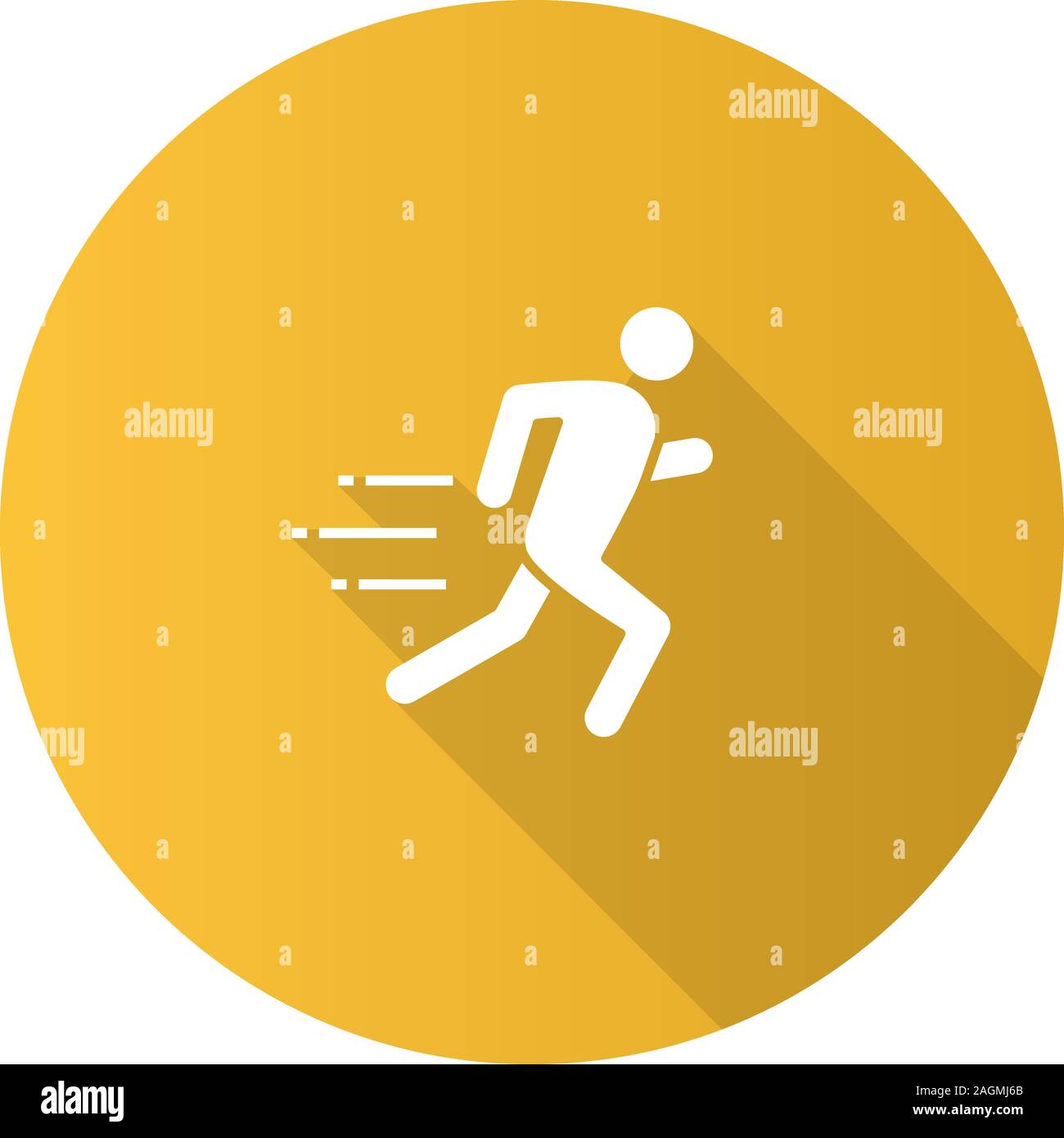 Running man flat design long shadow glyph icon. Vector silhouette ...