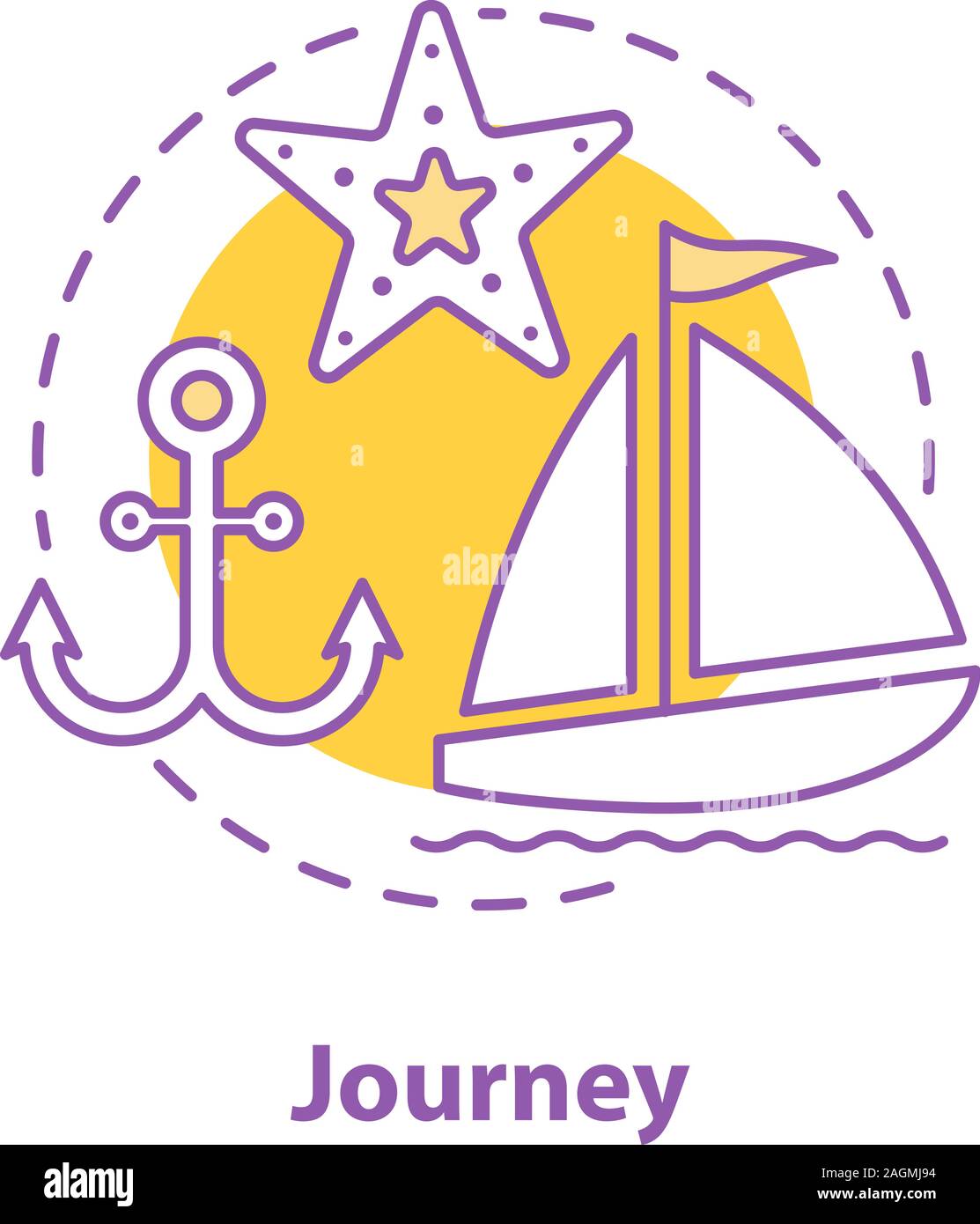 Summer rest concept icon. Journey idea thin line illustration. Sailing ...