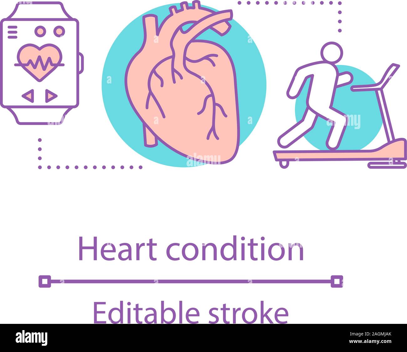 Heart condition concept icon. Cardiology idea thin line illustration ...
