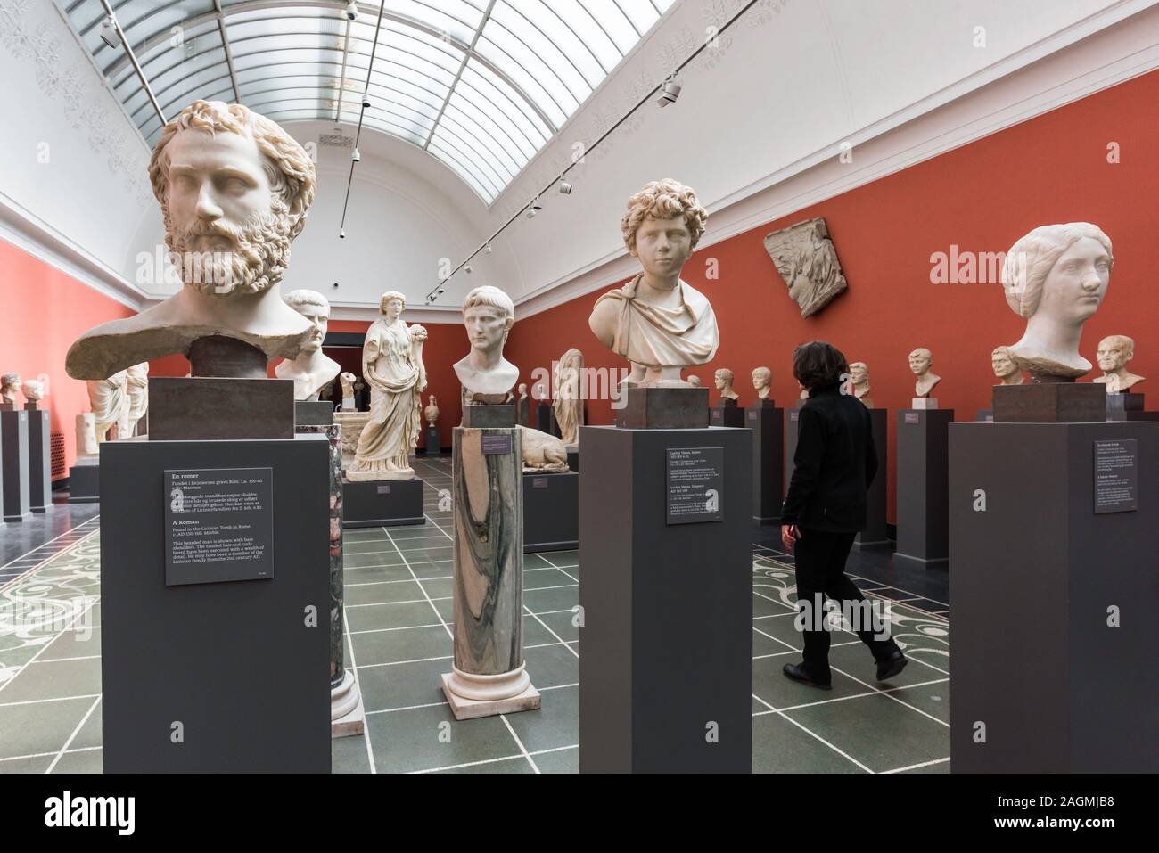 Glyptotek Copenhagen, view of busts inside the ancient Greek and Roman ...