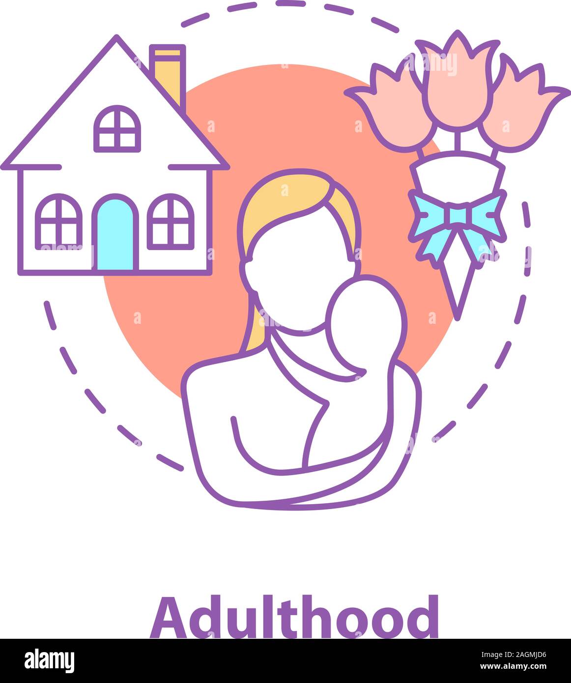 Motherhood concept icon. Adulthood idea thin line illustration. Mother ...