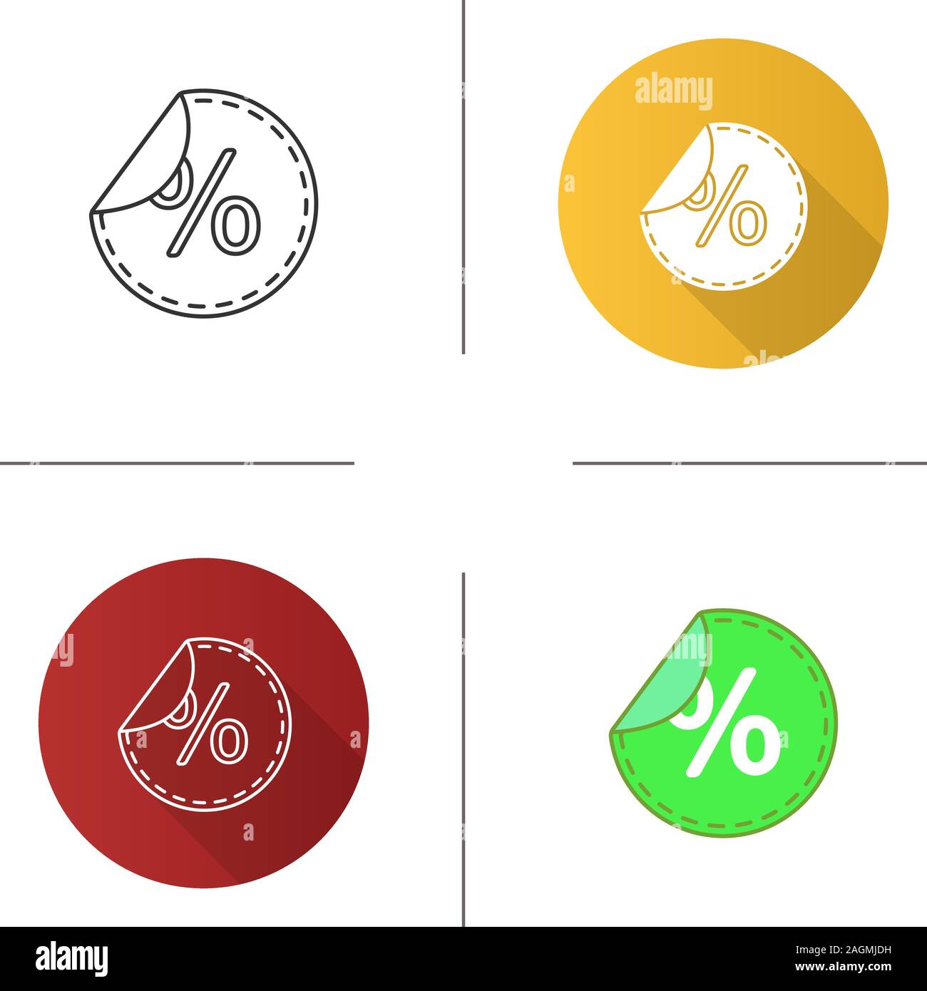 Round sticker with percent icon. Discount offer label. Flat design ...