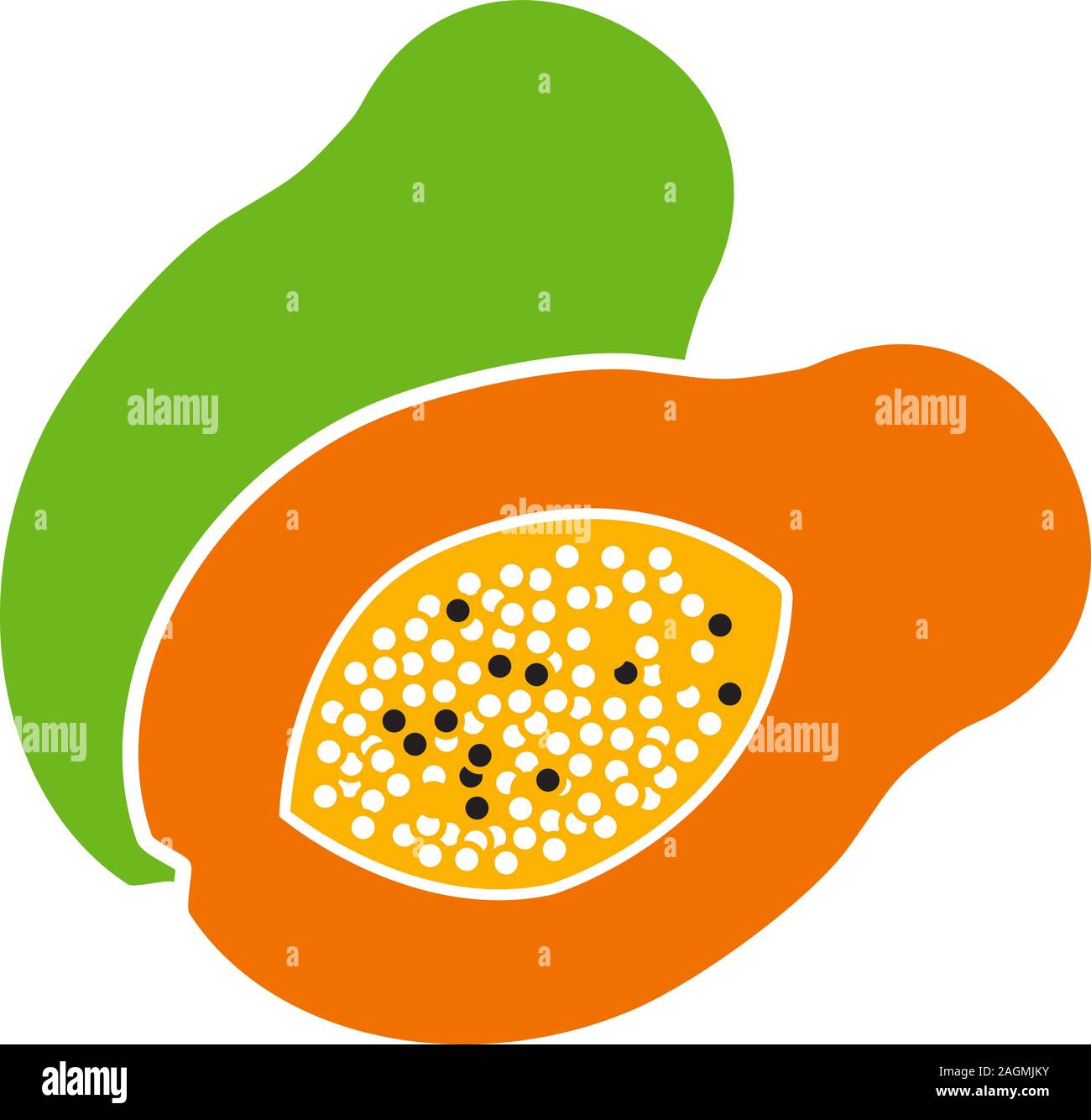 Papaya glyph color icon. Pawpaw. Tropical fruit. Silhouette symbol on ...