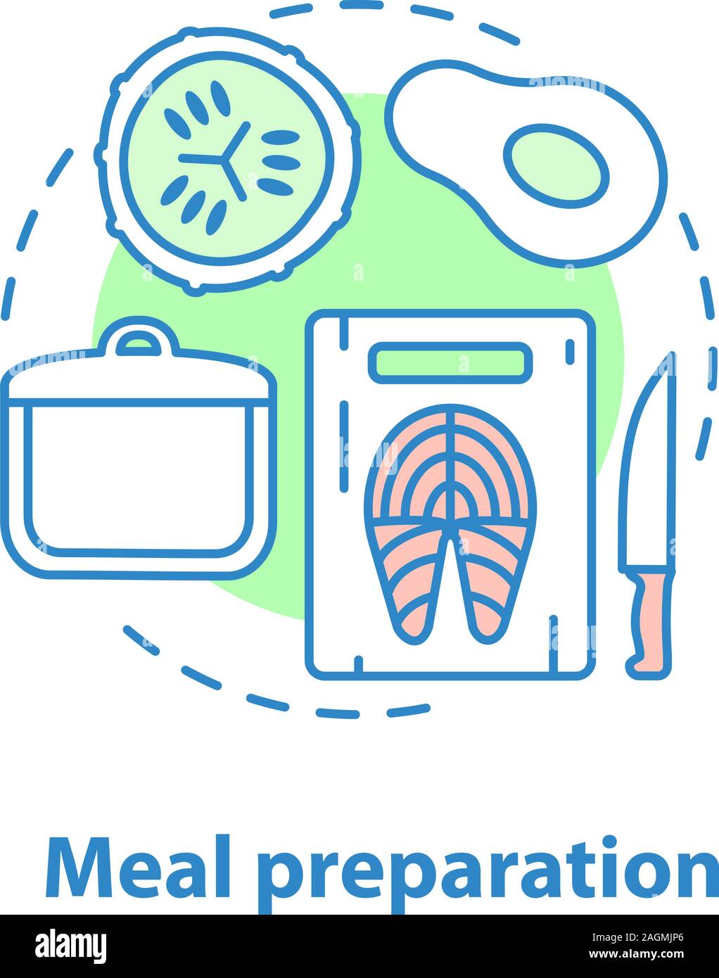 Food preparation concept icon. Fish recipe idea thin line illustration ...