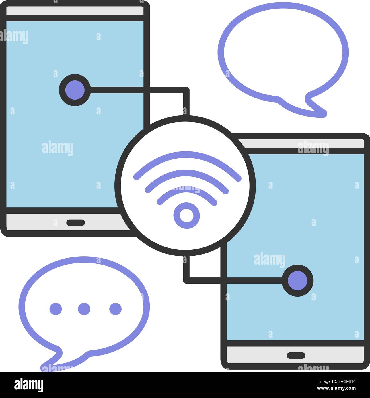 Chatting color icon. Wifi signal. Sending message. Internet connection ...