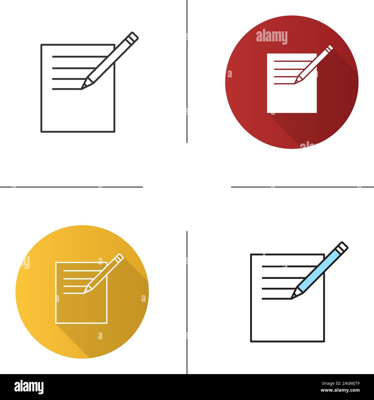 Notepad with pencil icon. Taking notes. Flat design, linear and color ...
