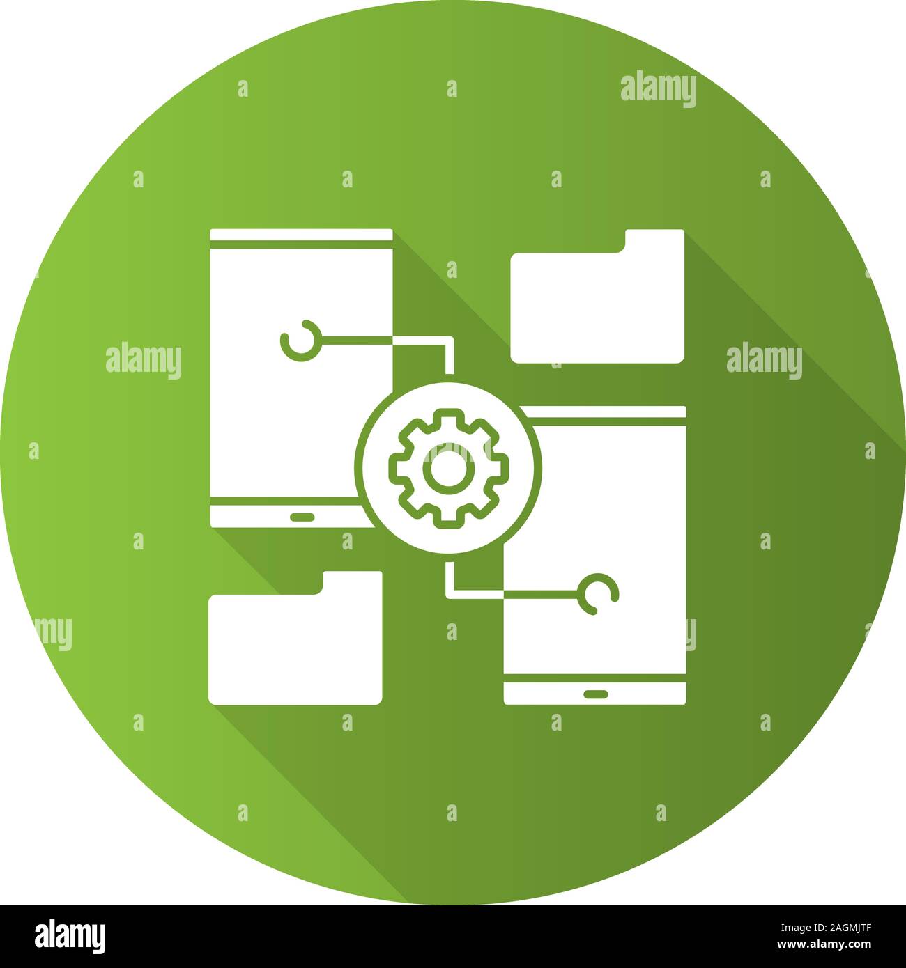 Smartphone settings flat design long shadow glyph icon. File manager ...
